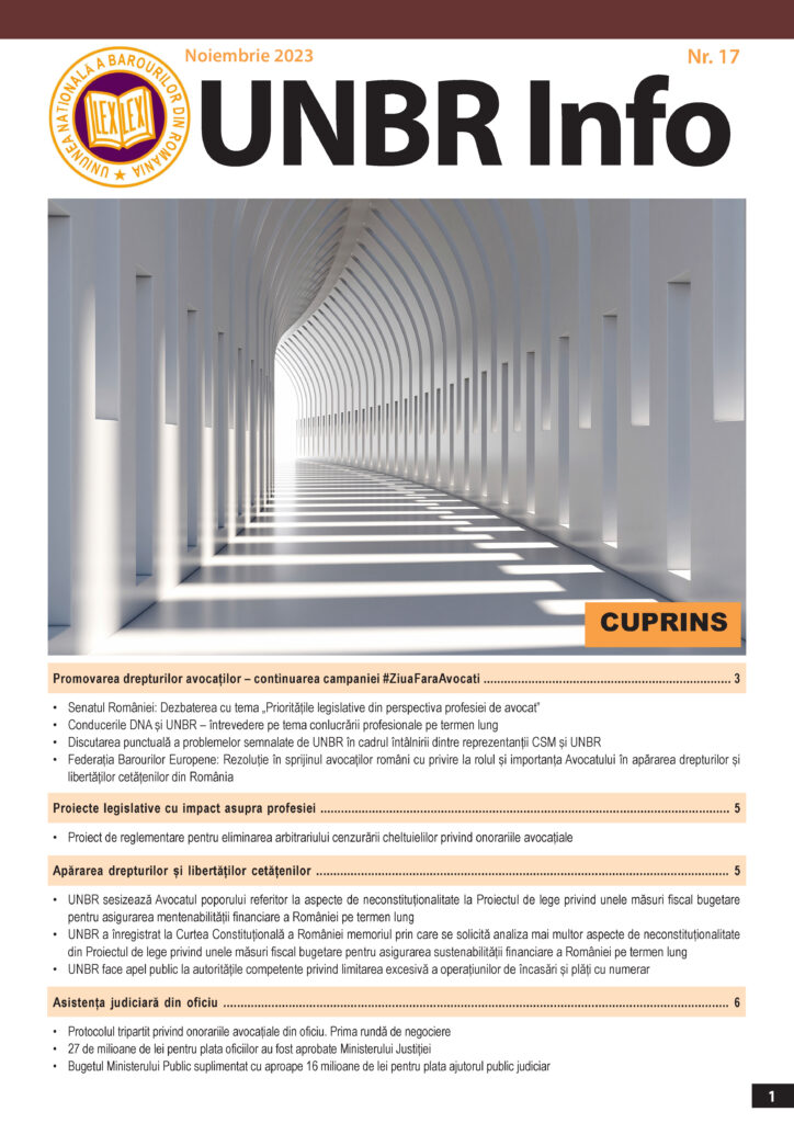 Newsletter 14 noiembrie 2023 - UNBR